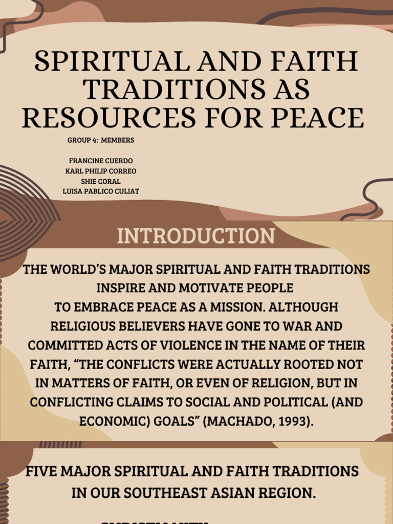 Group4 Spiritual and Faith Tradition As Resources For Peace 1 | PDF | Faith | Jesus