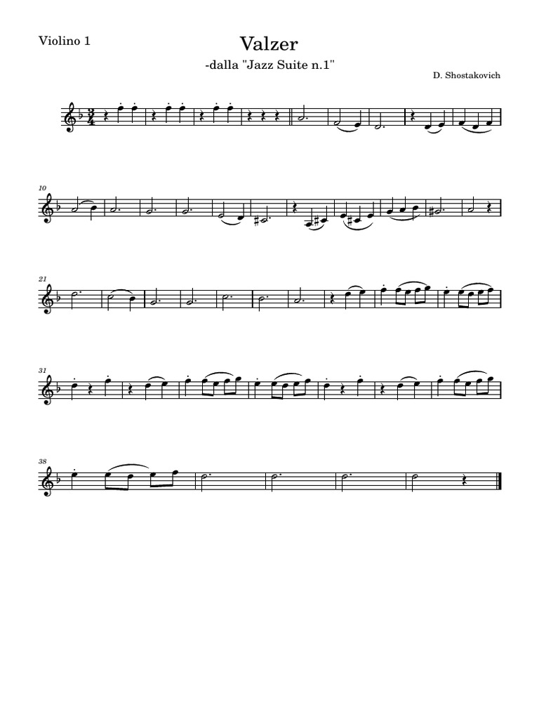 Valzer Shostakovich-Violino 1 | PDF