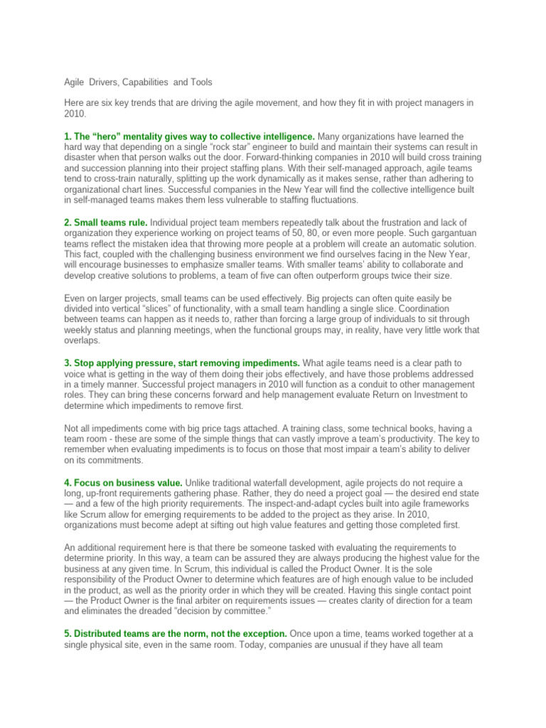 Agile Drivers Pdf Scrum Software Development