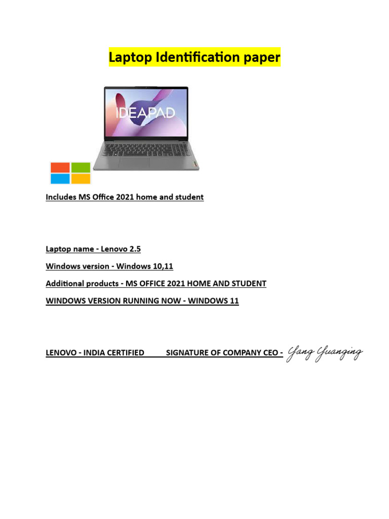 Laptop Identification Paper 1 Xerox | PDF