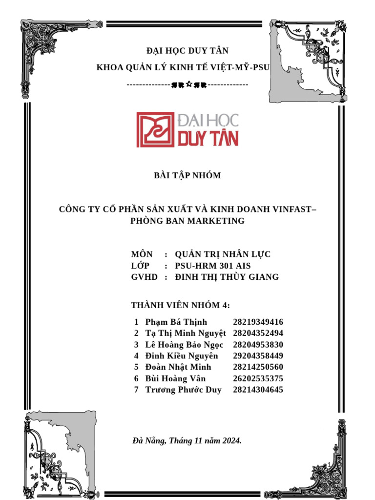 PSU_HRM_301_AIS___NHOM 4 | PDF