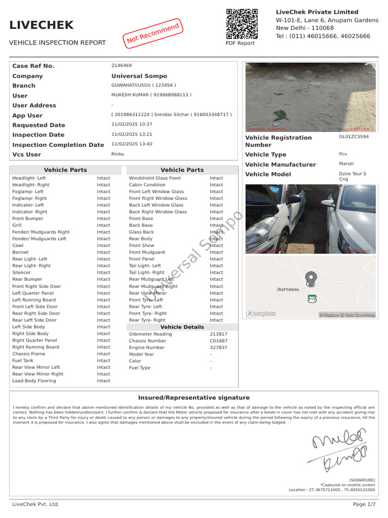 Vehicle Inspection Report - LiveChek | PDF | Automotive Industry | Car ...