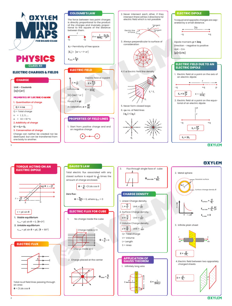 Electric Charges and Fields Mind Map | PDF | Electric Field | Flux