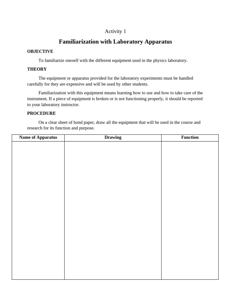 Familiarization with Lab Apparatus | PDF