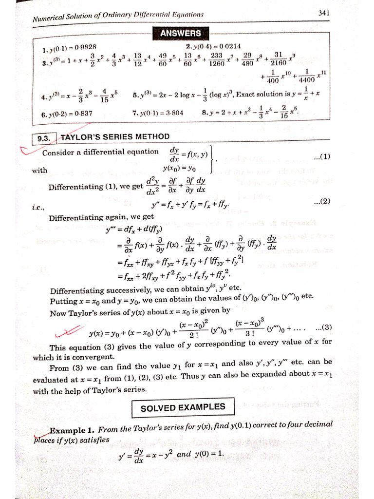 Taylor series method | PDF | Equations | Numerical Analysis
