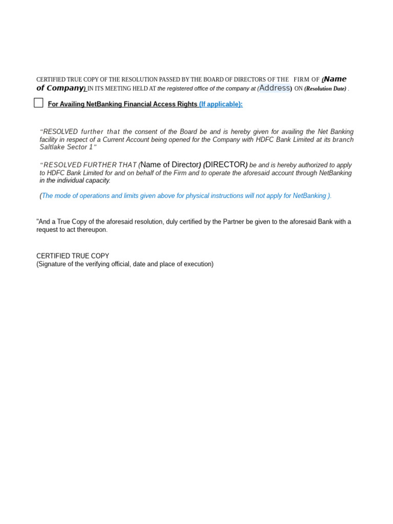 Net Banking Resolution | PDF