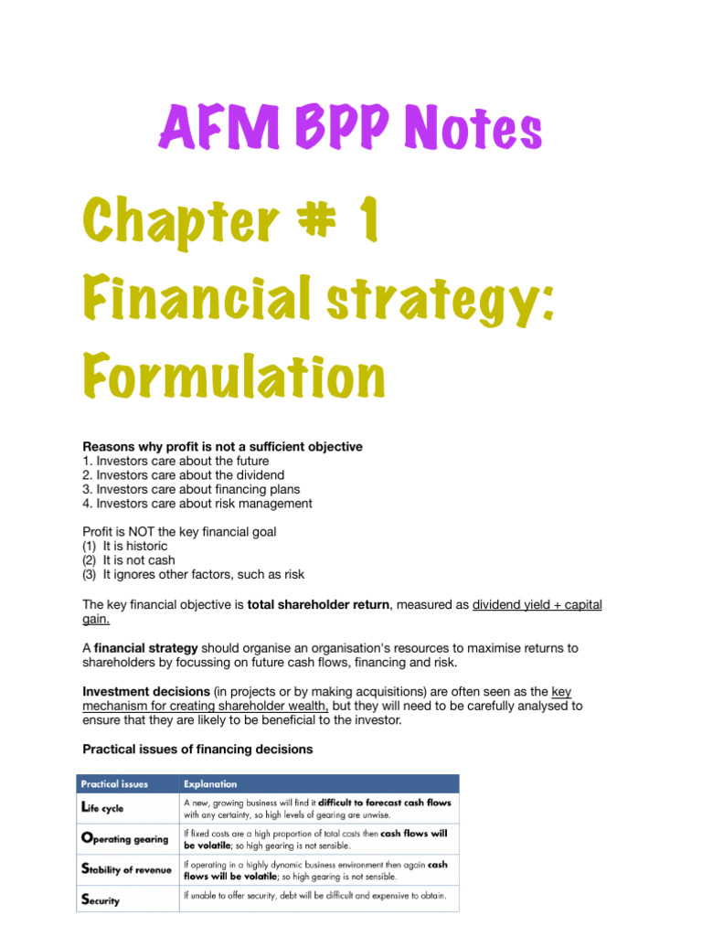 AFM Notes | PDF | Cost Of Capital | Internal Rate Of Return