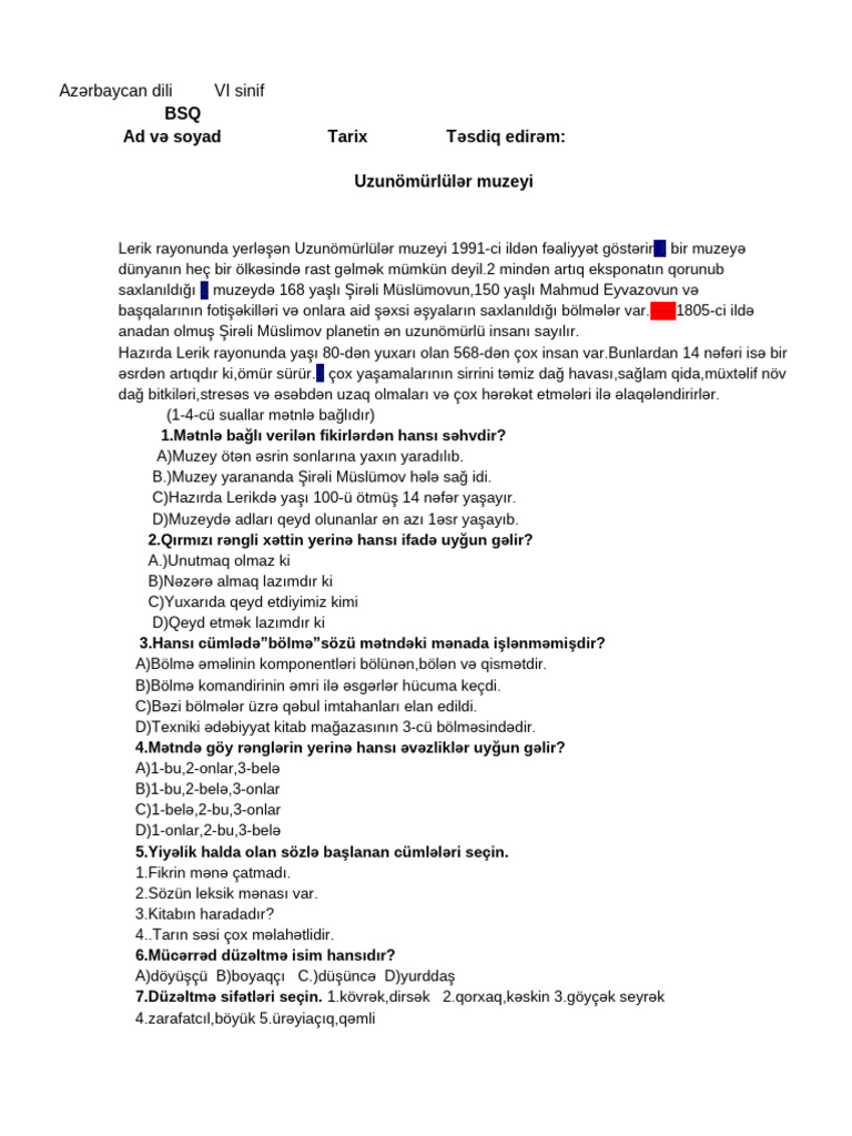 BSQ-1 VI SİNİFAz dili (1) | PDF
