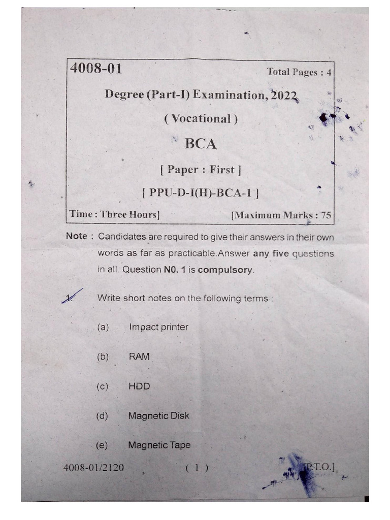 Bca 1ST Year 2022 | PDF