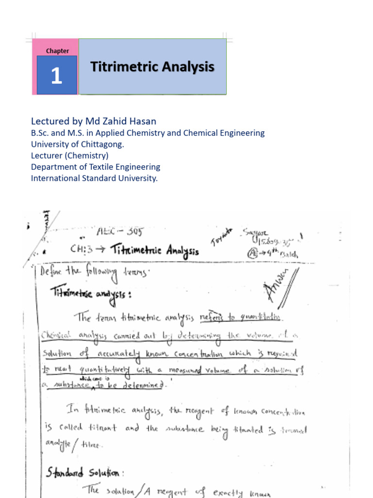 Titrimetric Analysis Lecture | PDF