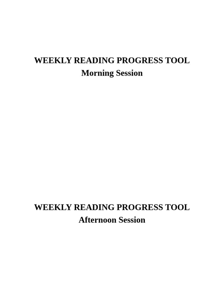 Weekly Reading Progress Tool | PDF