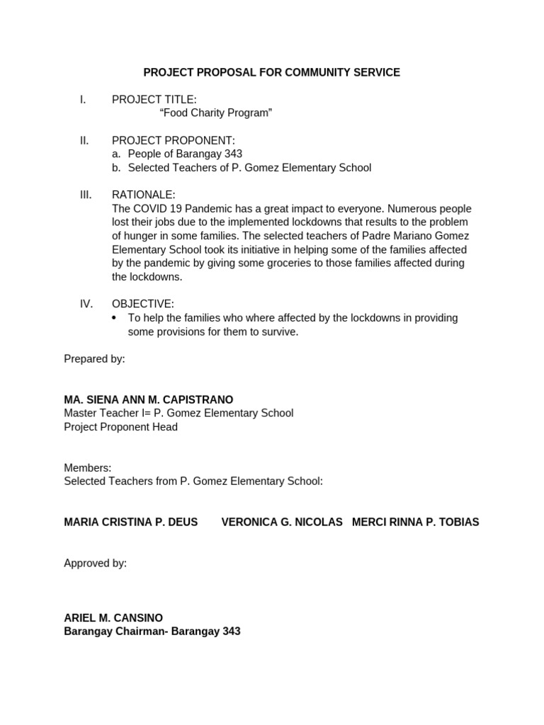 Community Service Proposal | PDF | Pandemic