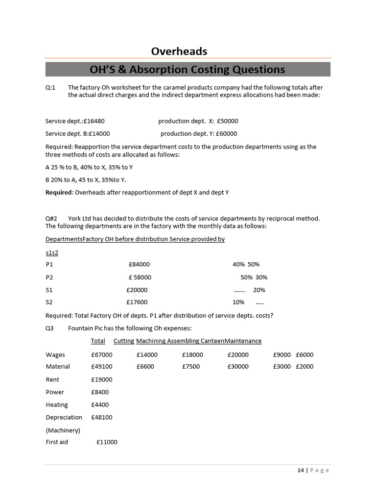 Overhead Cost Allocation Methods in Accounting | PDF | Cost Of Goods ...