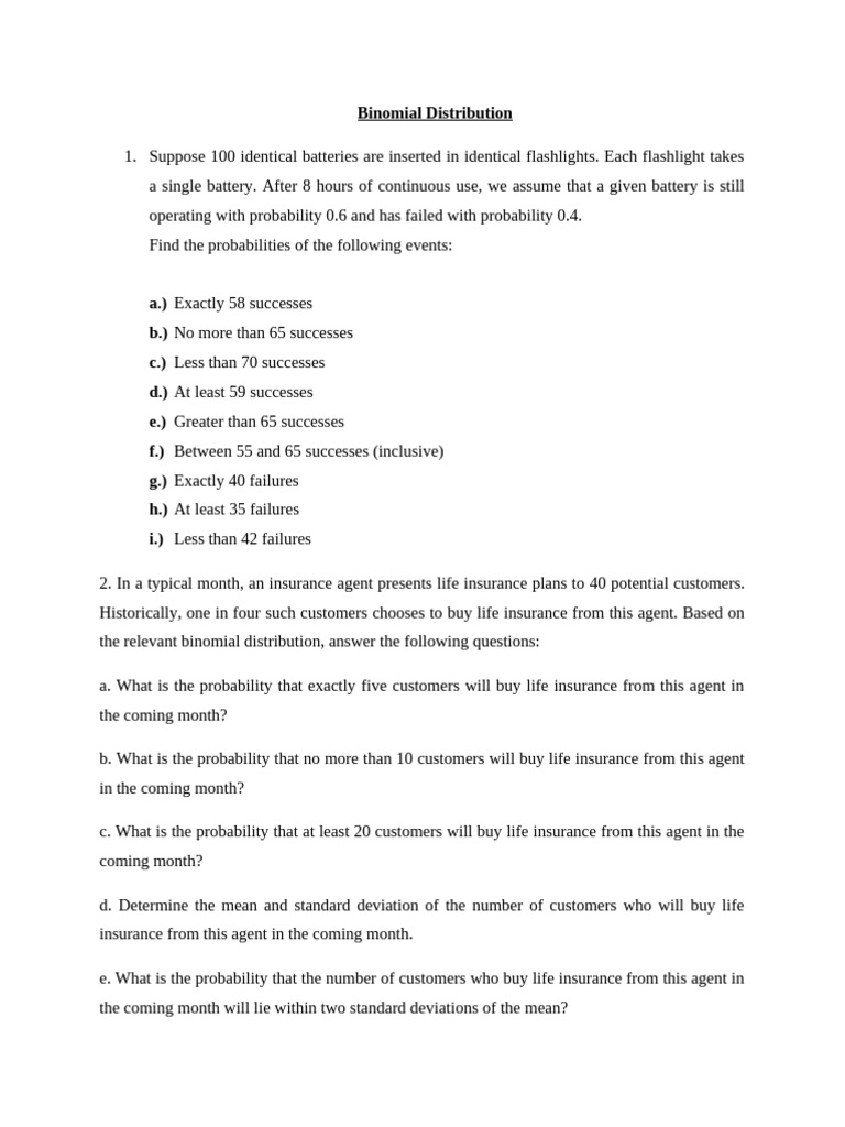 Binomial and Poisson Distribution Question | PDF | Poisson Distribution ...