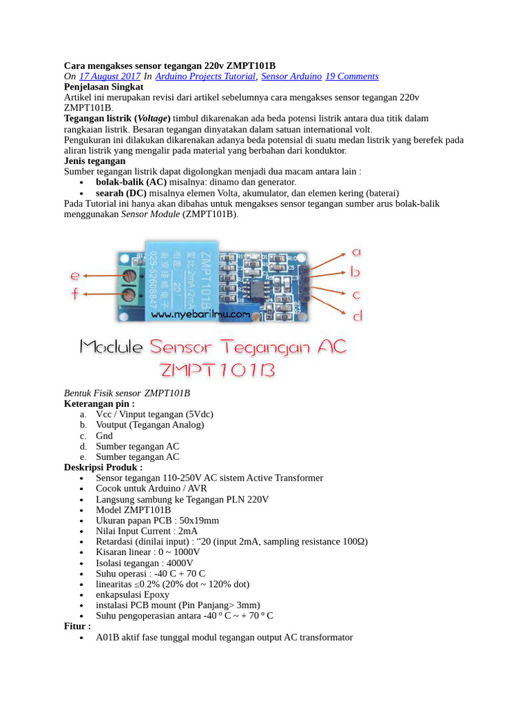 Akses Sensor Tegangan AC ZMPT101B | PDF