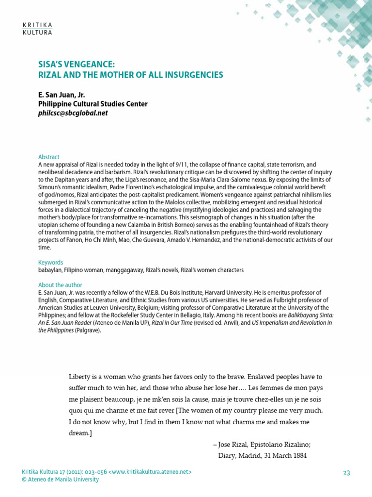 Sisas Vengeance - Rizal and The Mother of All Insurgencies | PDF | Family