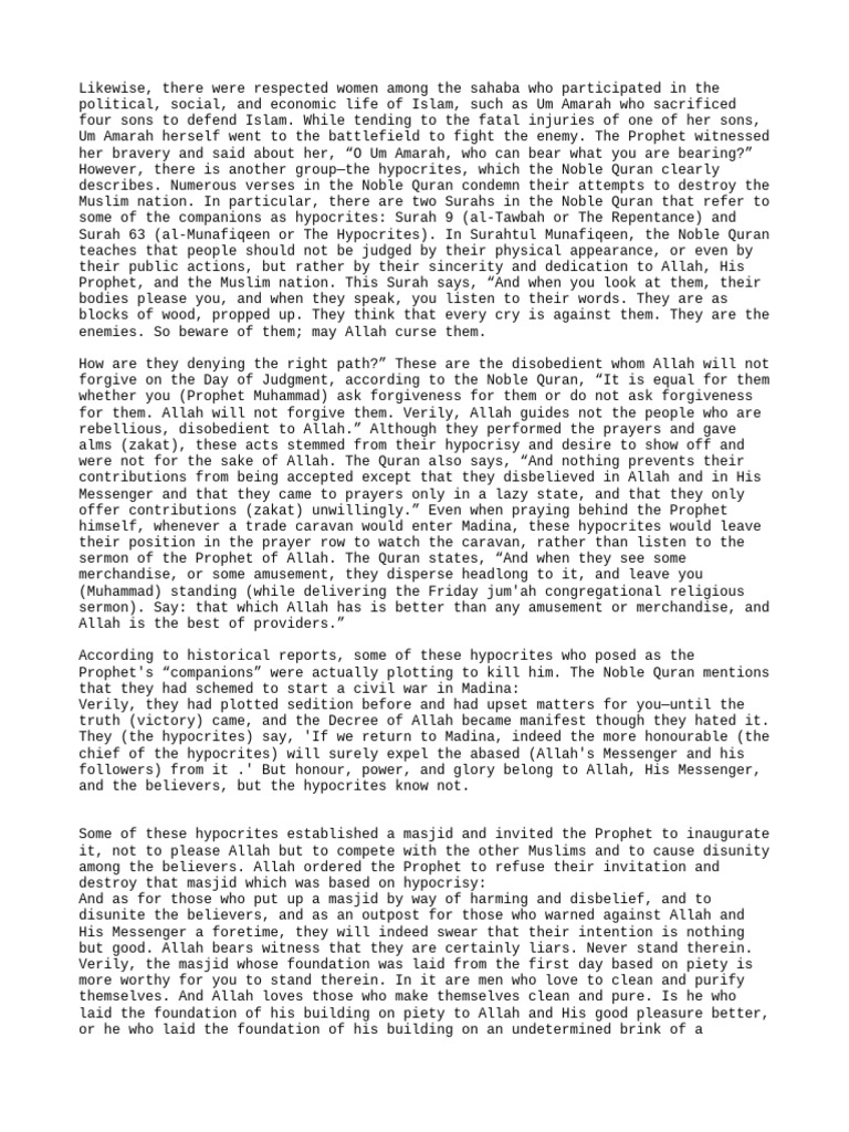 Hypocrisy Among Prophet's Companions | PDF | Prophets And Messengers In Islam | Quran