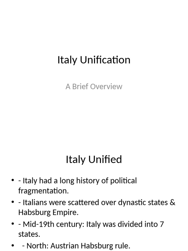 Overview of Italian Unification History | PDF
