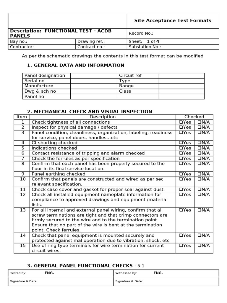 ACDB - Functional Test Format | PDF | Switch | Relay