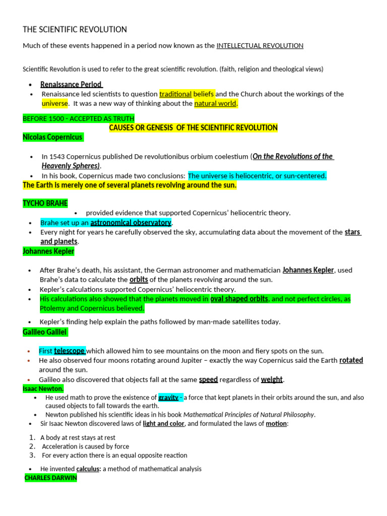 The Scientific Revolution Stast | PDF | Heliocentrism | Nicolaus Copernicus