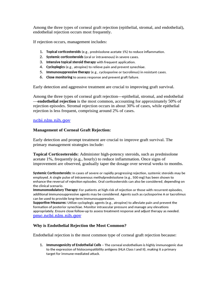 Endothelial Corneal Graft Rejection Guide | PDF | Glaucoma | Transplant ...