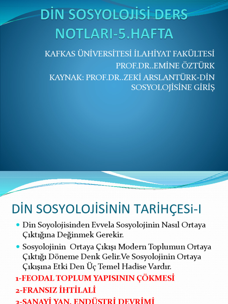 Di̇n Sosyoloji̇si̇ Dersnotu Slayt-5. Hafta-Dönüştürüldü | PDF