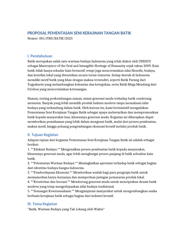 Proposal_Pementasan_Seni_Batik_Detail | PDF