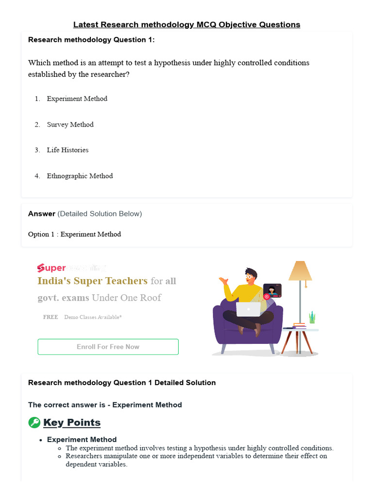 Research Methodology MCQ (Free PDF) - Objective Question Answer For ...