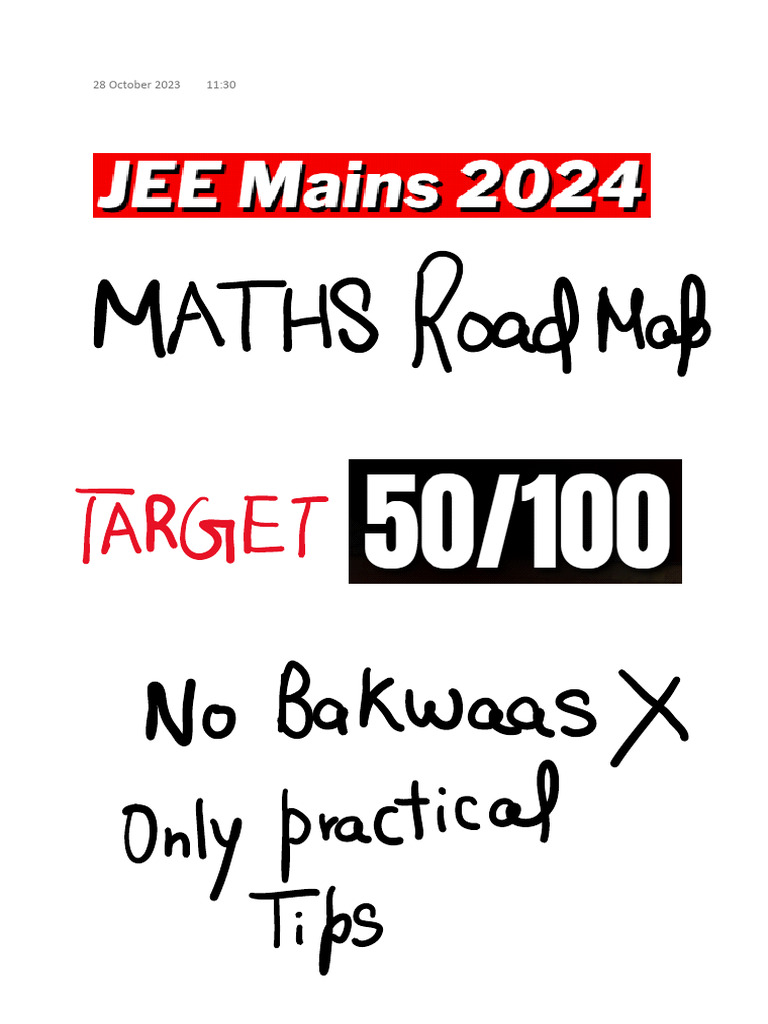 JEE 2024 Maths Priority Chapters Guide | PDF