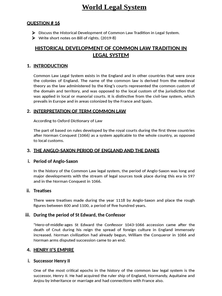 Historical Development of Common Law Tradition in Legal System | PDF ...