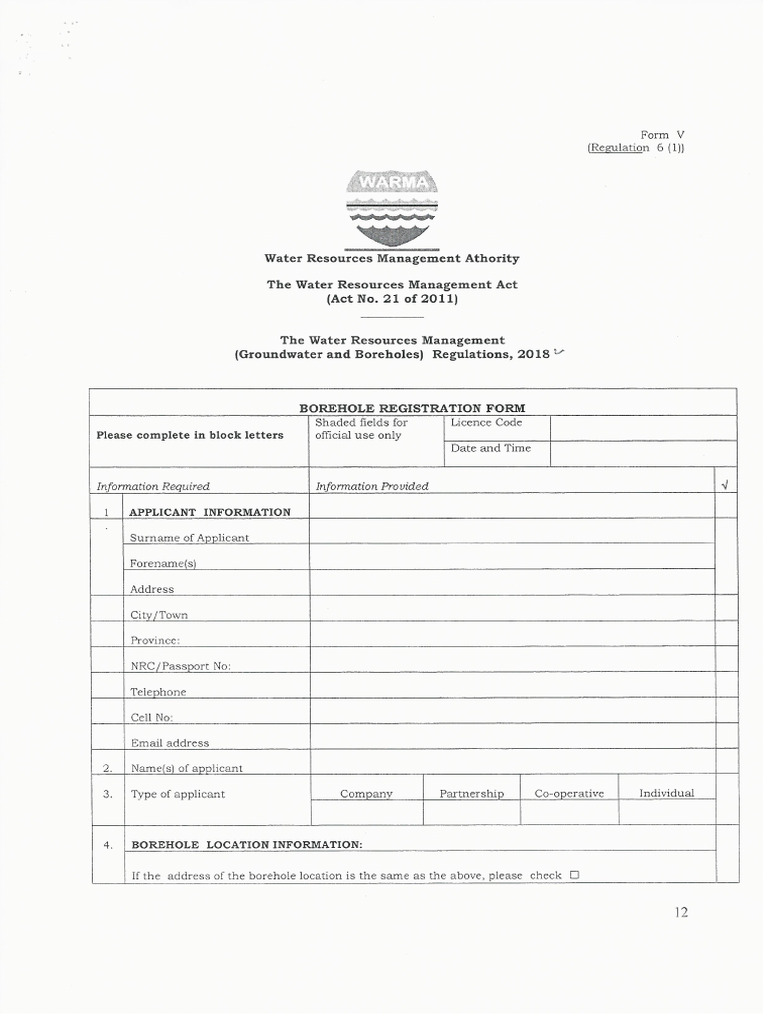Borehole Registration Form | PDF