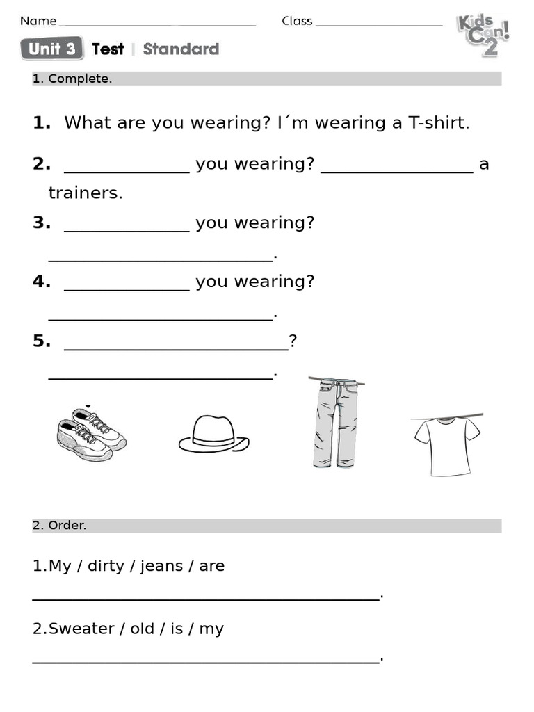Unit 3: Clothes Grammar Worksheet | PDF