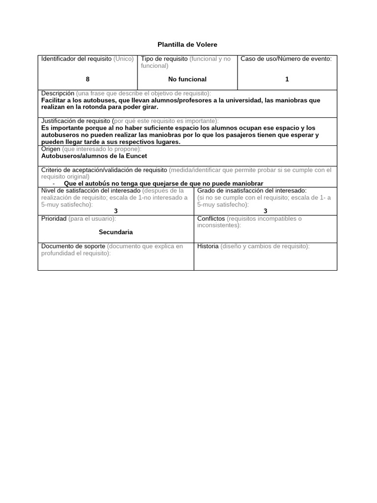 Plantilla de Volere-2 | PDF