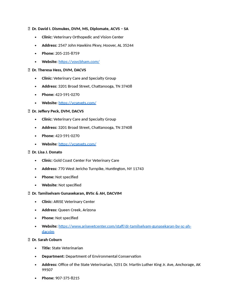 Comprehensive List of US Veterinarians | PDF | Health Care | Animal Welfare