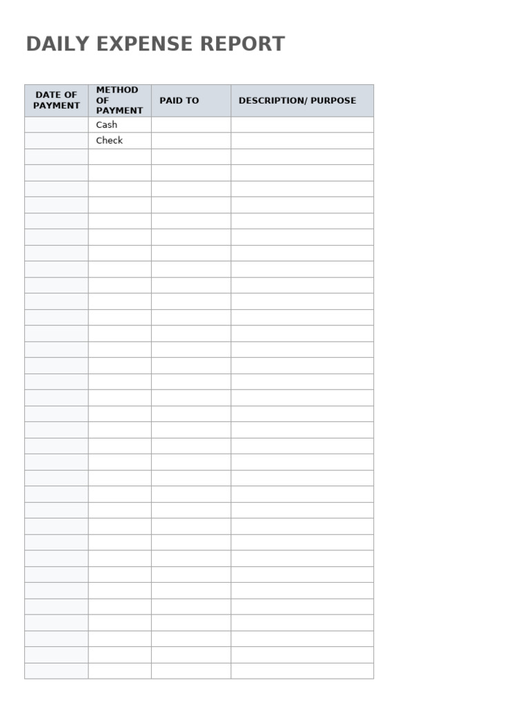 Daily Expense Report Template | PDF