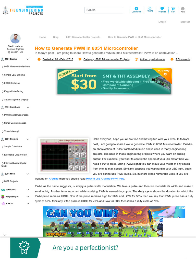 How To Generate PWM in 8051 Microcontroller - The Engineering Projects | PDF | Microcontroller ...