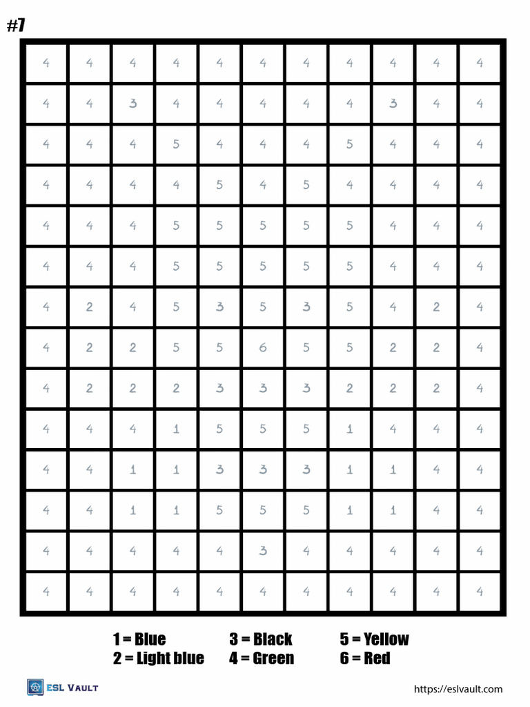 Pixel Color by Number Printable 7 | PDF