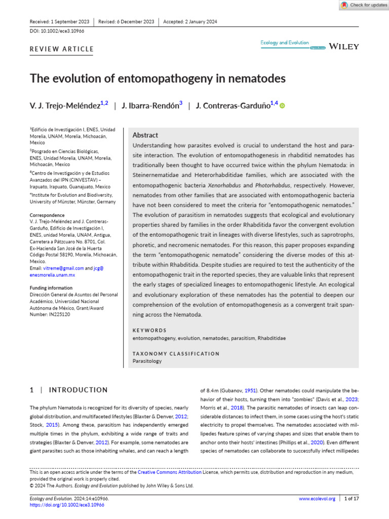 Ecology and Evolution - 2024 - Trejo‐Meléndez - The evolution of ...