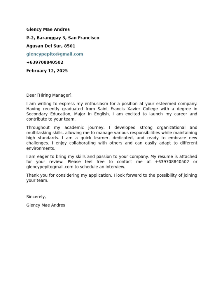 Application Letter | PDF