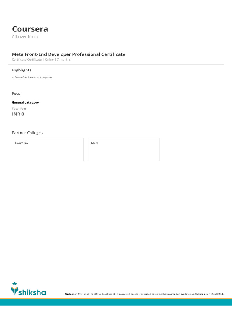 Meta Front-End Developer Professional Certificate | PDF