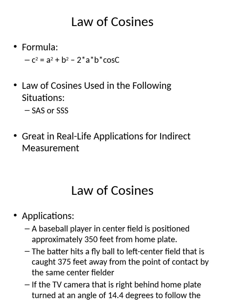 Law of Cosines Formula & Uses | PDF