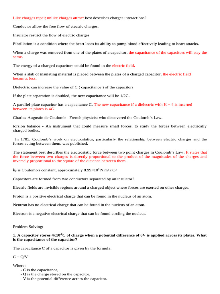 Reviewer Gen Physics 2 | PDF | Capacitance | Capacitor