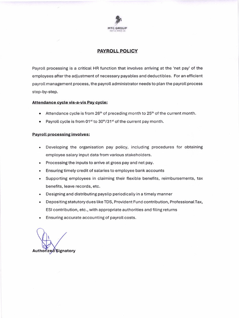 Payroll Policy and Processing Guide | PDF