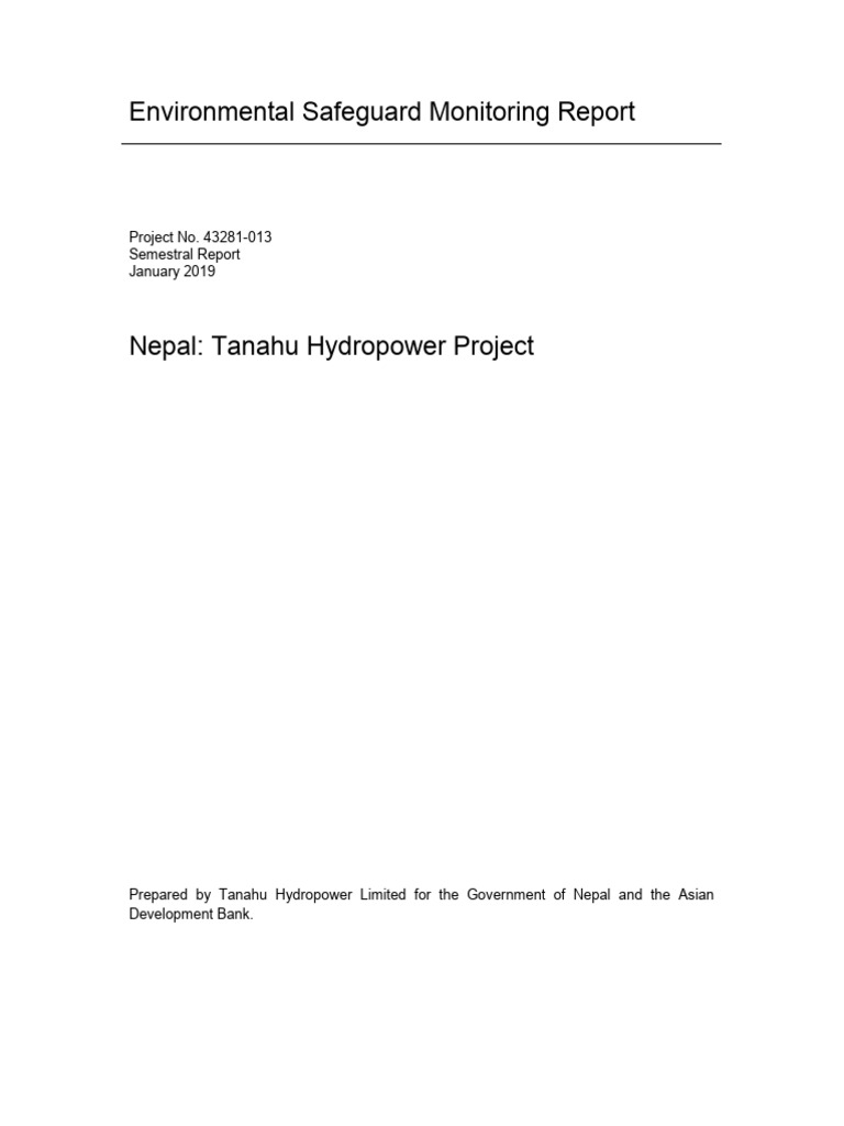Tanahun Hydro Environmental Monitoring Report 2 | PDF | Environmental ...