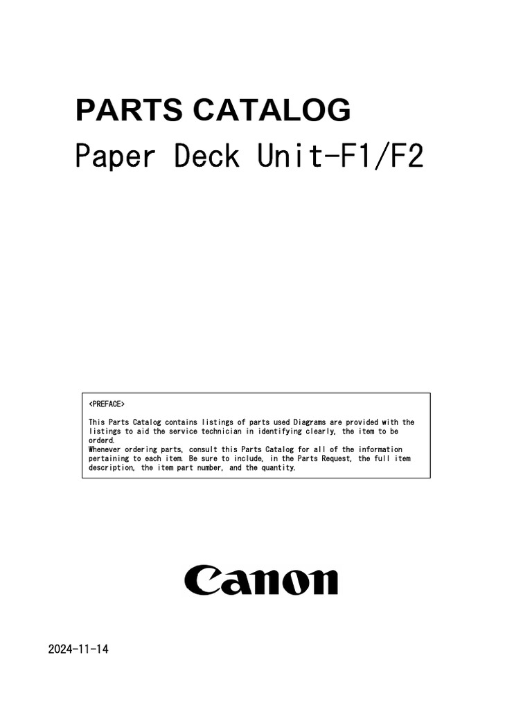 Paper Deck Unit-F1 F2 - Partscatalog - E | PDF | Gear | Manufactured Goods