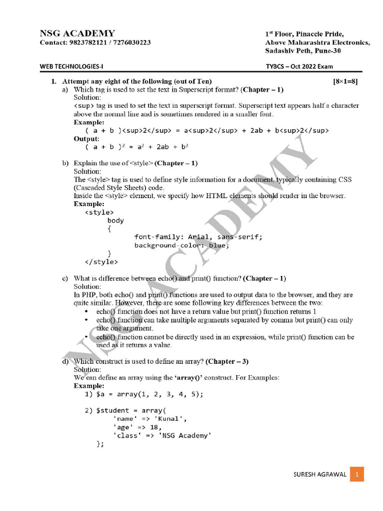 WT1 - Solution Oct22 NSGAcademy | PDF