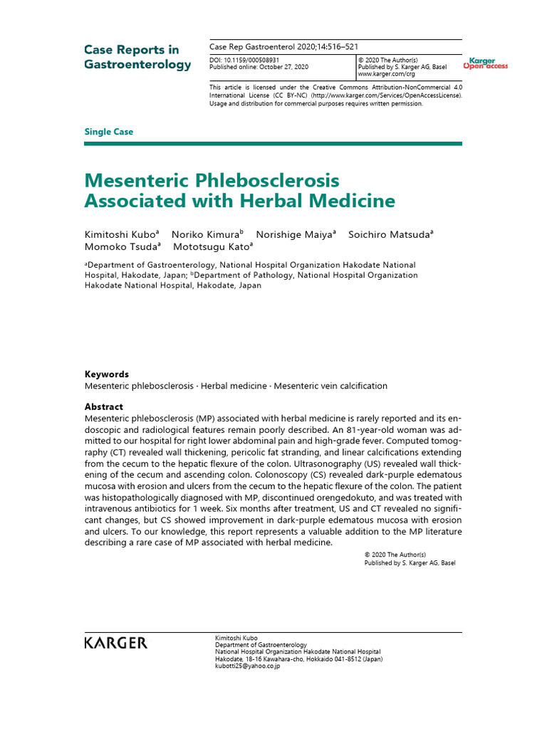 Mesenteric Phlebosclerosis Associated With Herbal | PDF | Large ...