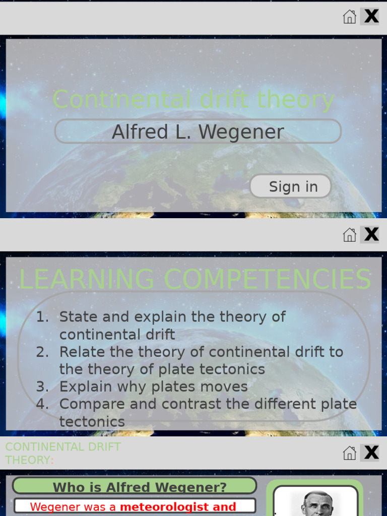 Lesson 2 - Continental Drift Theory Plate Tectonics Theory | PDF ...