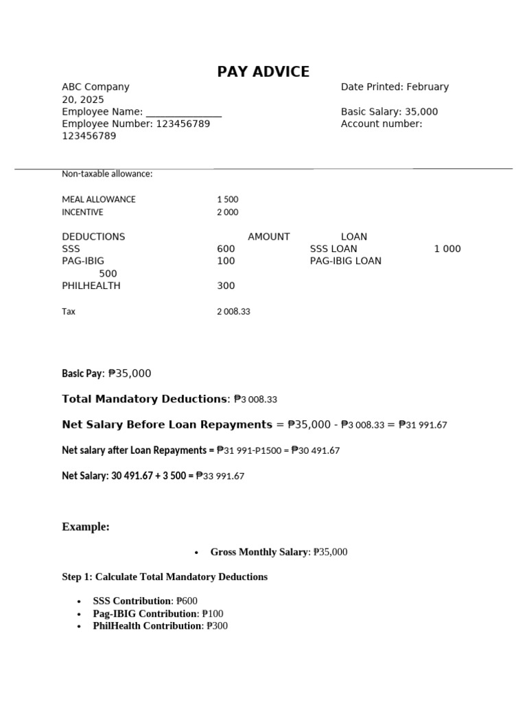 PT 4.1-Pay Advice | PDF