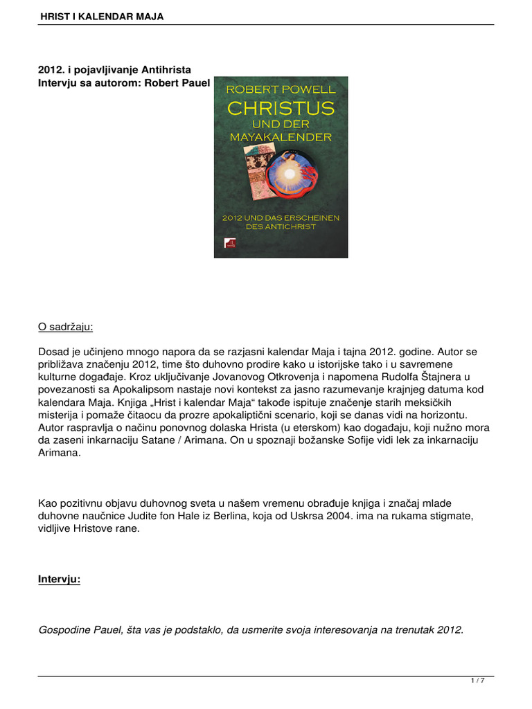 Intervju Sa Robert Pauel - Autorom Knjige Hrist I Kalendar Maja | PDF